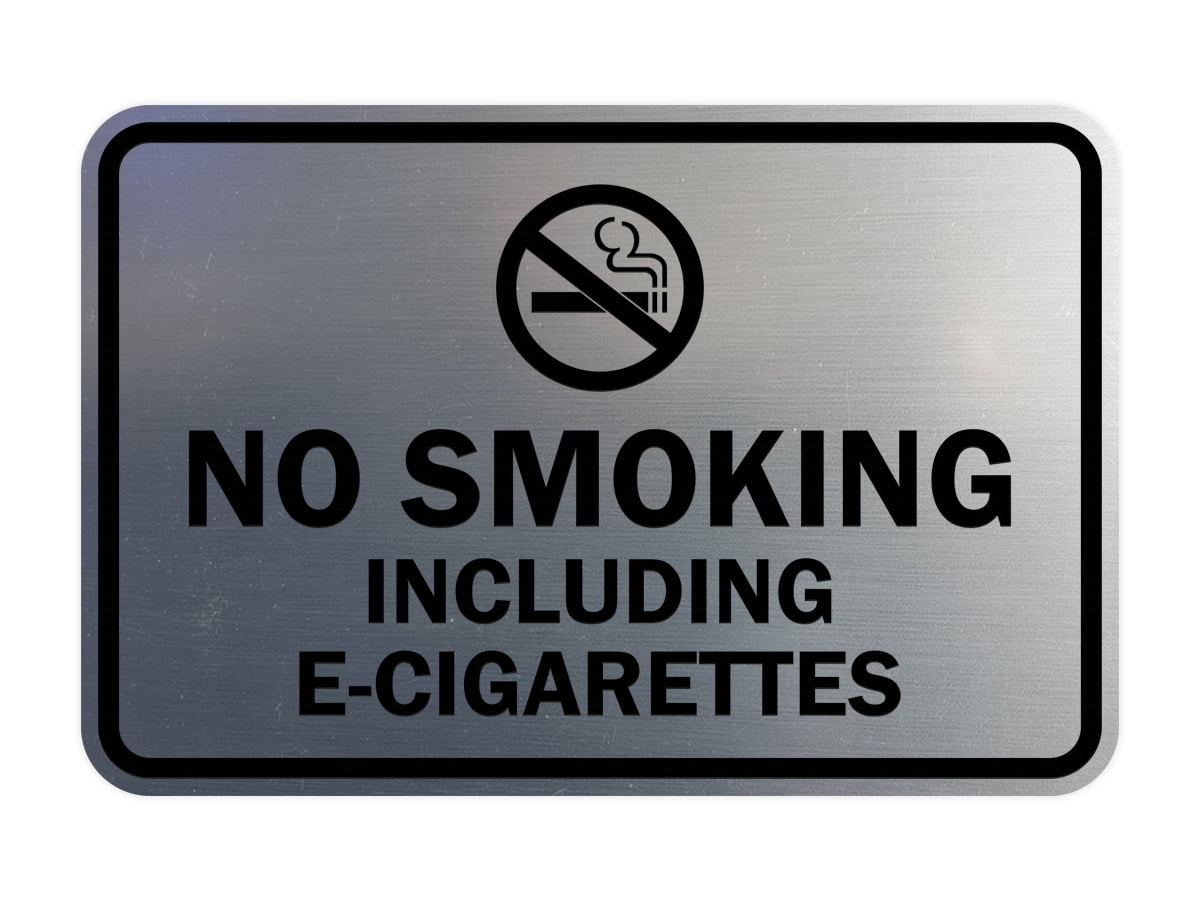 Classic Framed No Smoking Including E-Cigarettes Sign (Brushed Silver ...