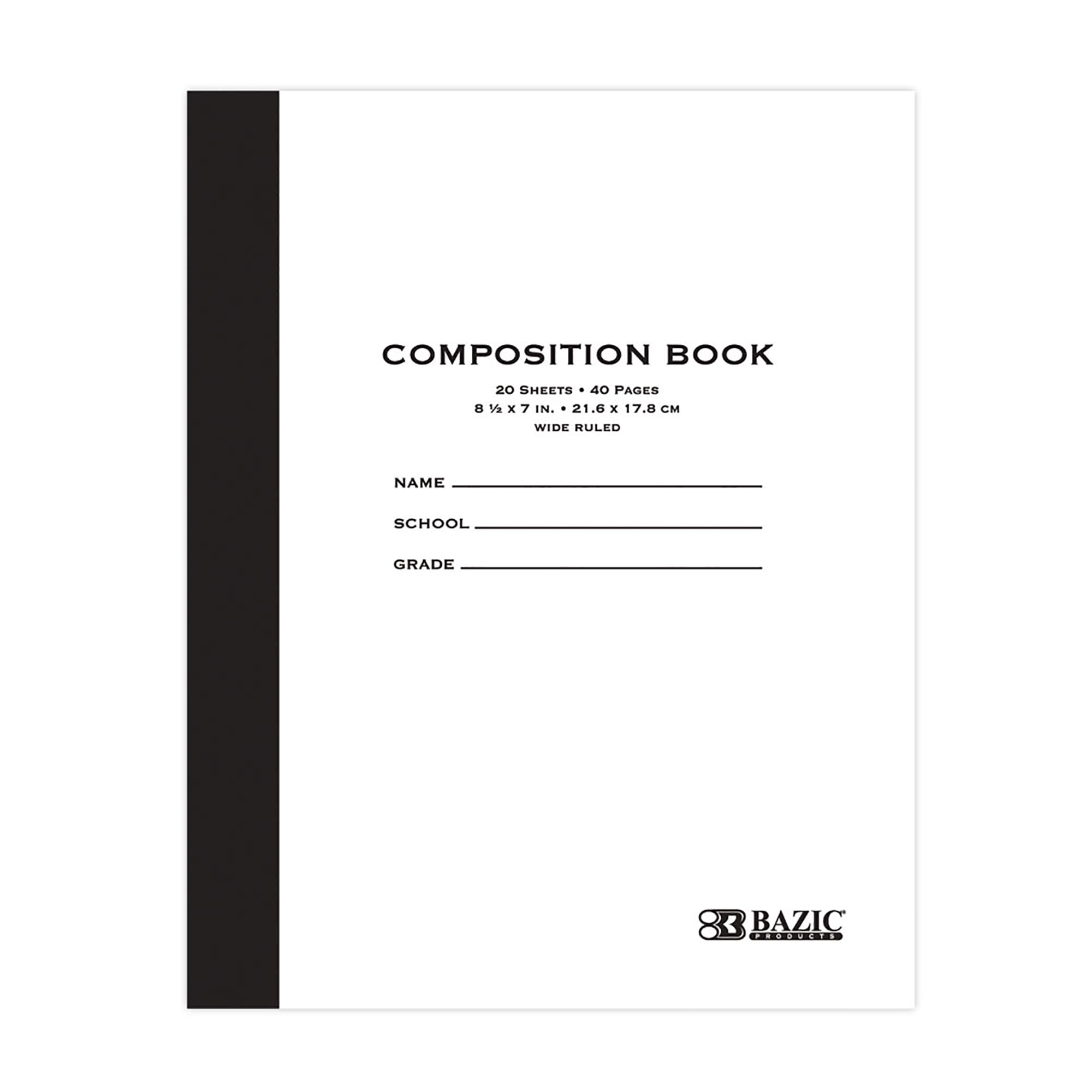 BAZIC Composition Book Wide Ruled 20 Sheet Manila Cover Notebook 8.5"x7 ...