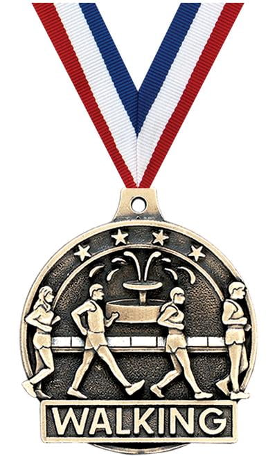 Walking Medals, 2" Gold Diecast Walking Medal Award 10 Pack - Walmart.com
