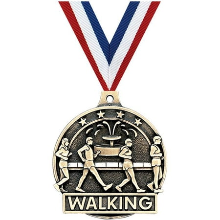 Walking Medals, 2" Gold Diecast Walking Medal Award 10 Pack - Walmart.com