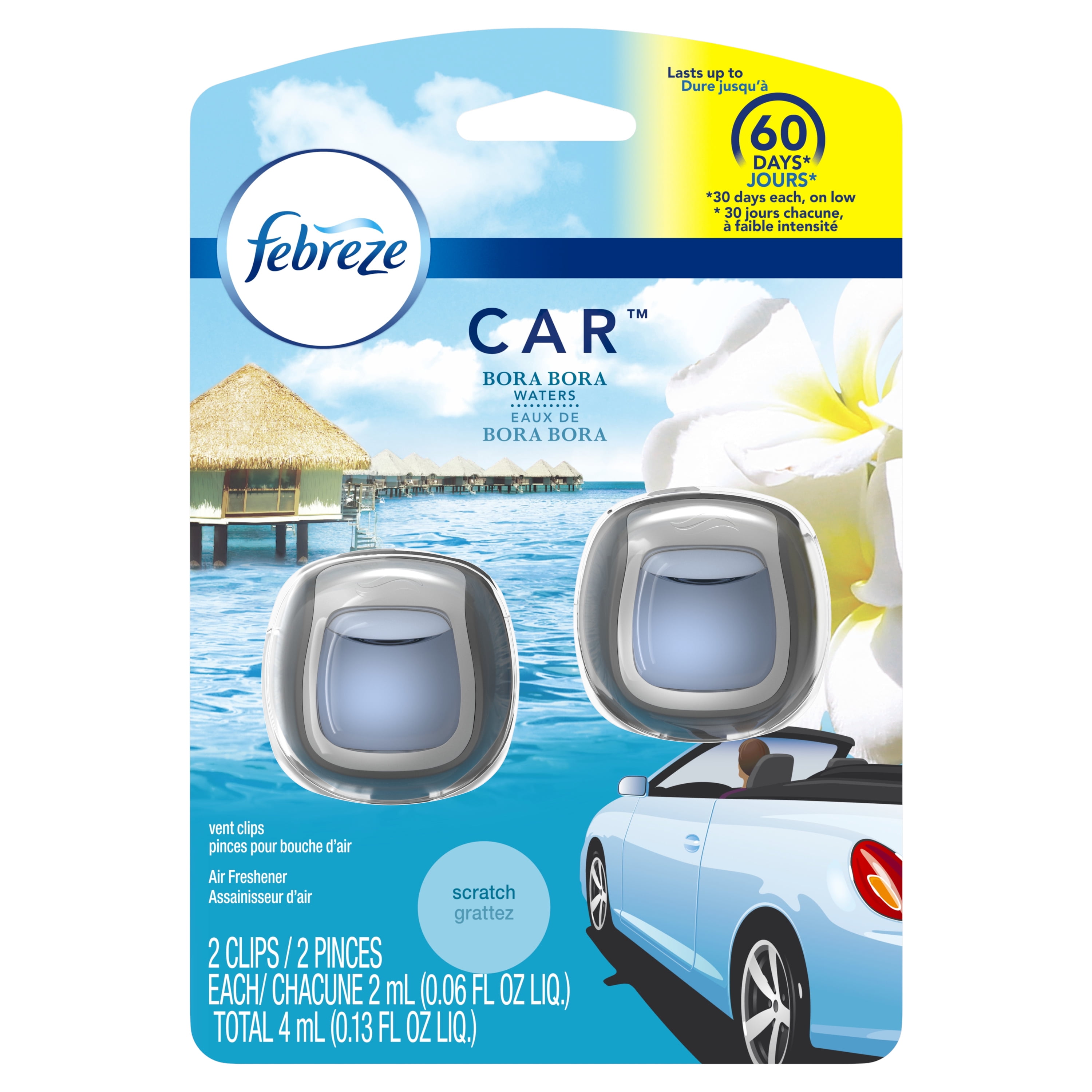 Febreze Car Air Freshener Vent Clip, Bora Bora Waters, 2 Count ...