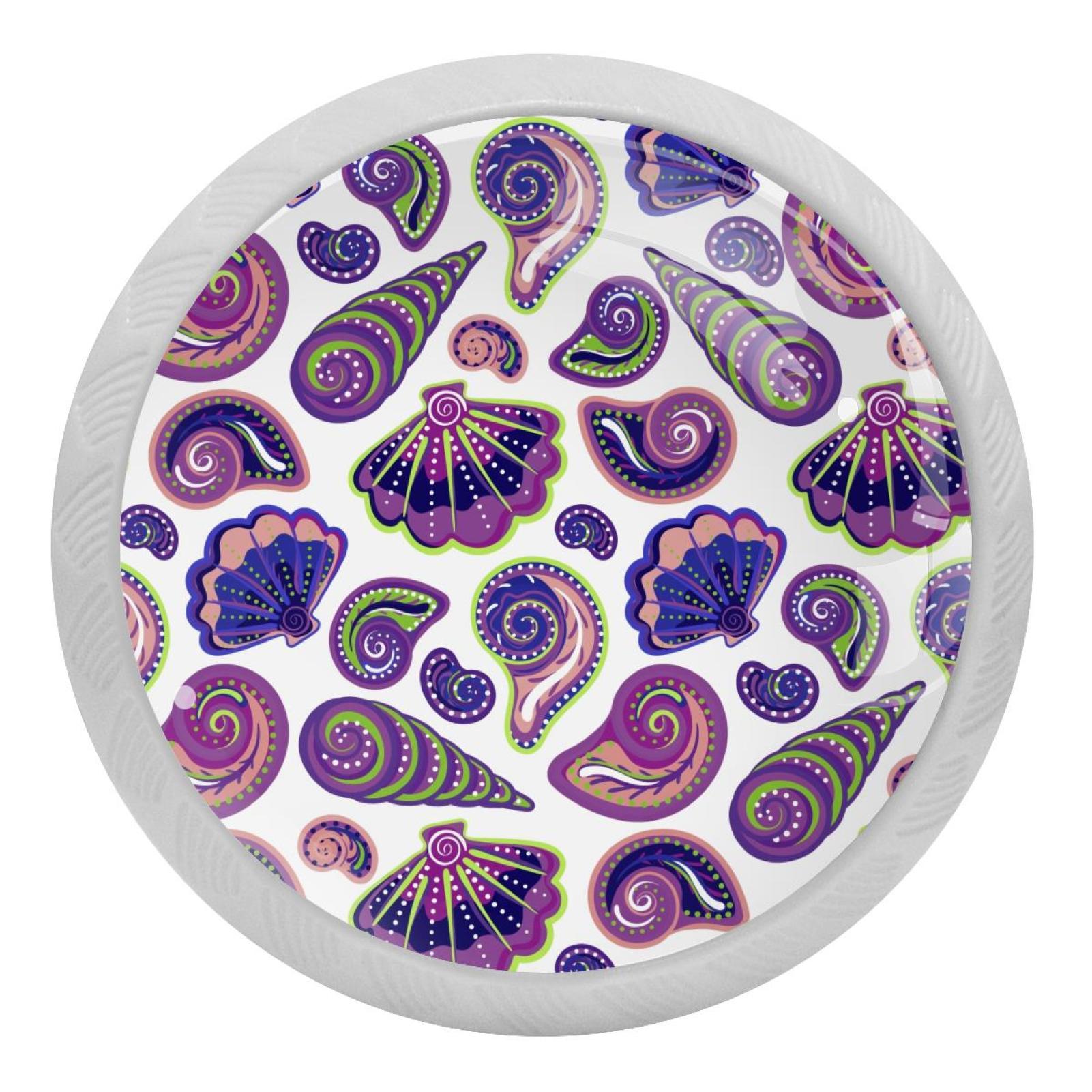 4PCS Round Sea Shells Cabinet Fluorescence Knob Glowing in the Dark ...