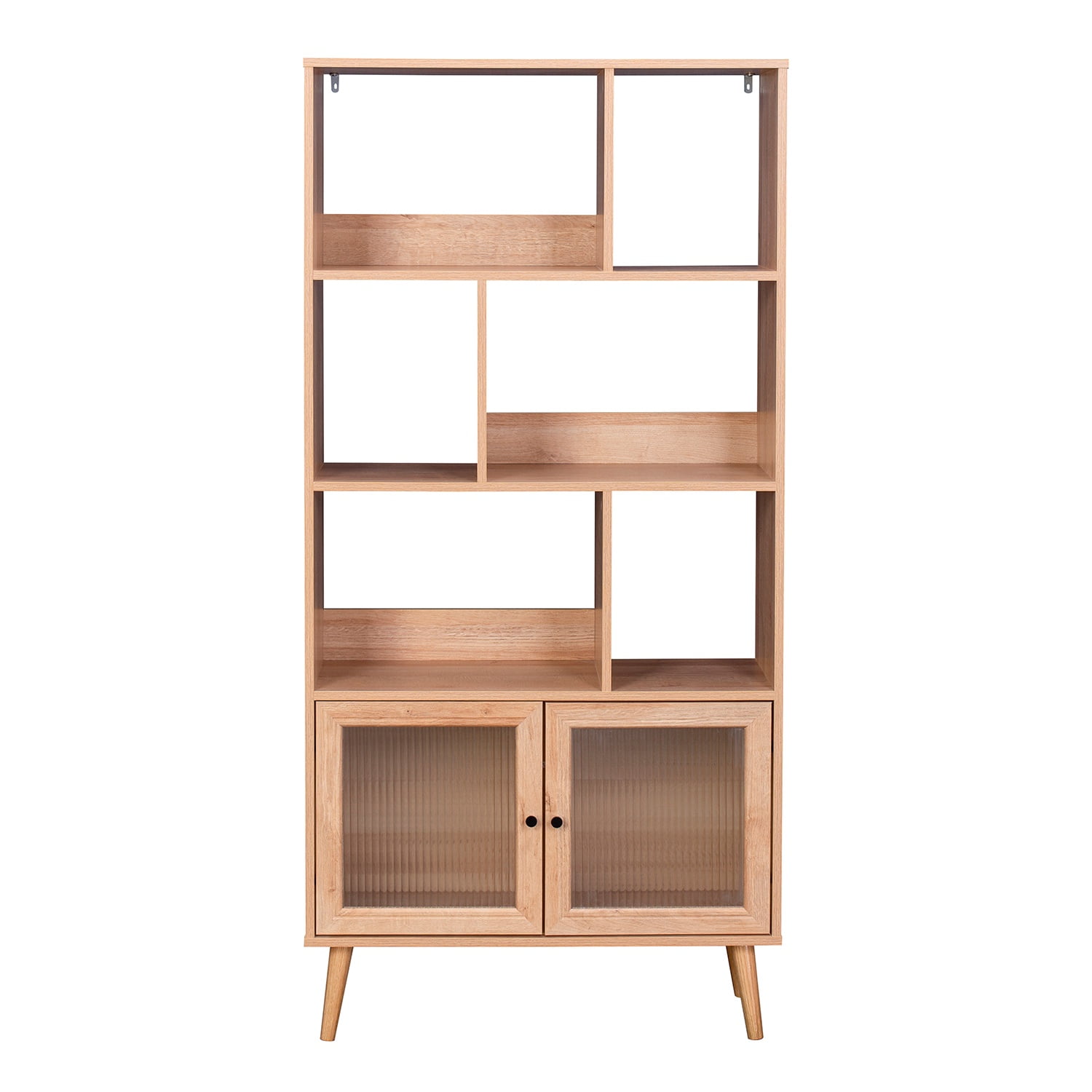 Librero Top Living Vertical con Estantes y Puertas de Vidrio Marrón ...