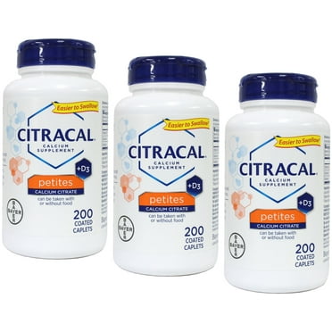 Citracal Petites - 2 Pack with Vitamin D3, 200 Tablets Each - Walmart.com