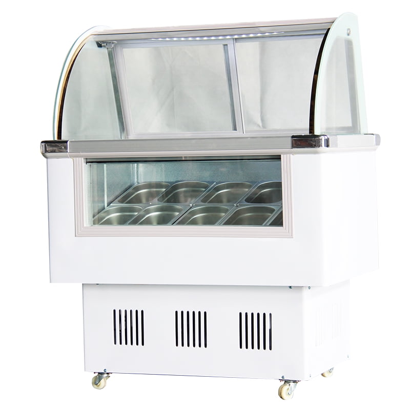 EQCOTWEA 10 Plate Square Ice Cream Display Cabinet Commercial Hard ...