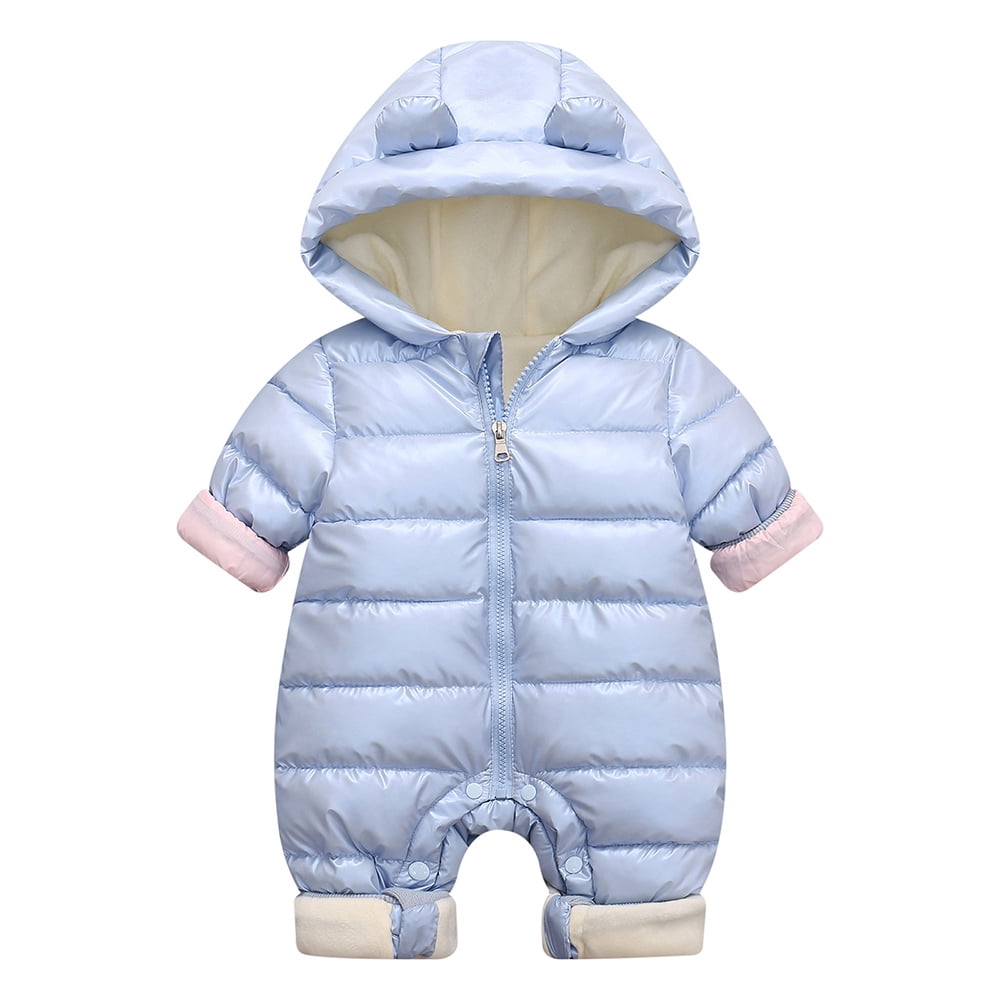 URMAGIC Baby Winter Warm Dazzle Cotton Fleece Hooded Jumpsuit Down Coat Puffer Romper Snowsuit ...