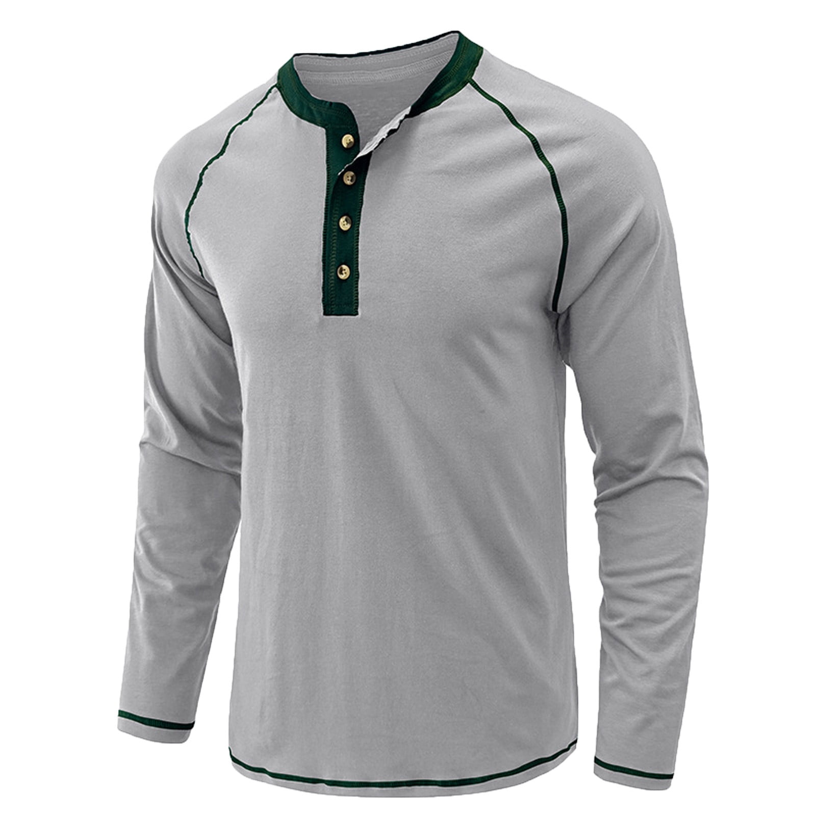 Clearance Men's T-Shirts Long Sleeve Button Henley Shirts Men's Slim ...