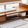 Maydear Bamboo Monitor Stand Riser with Storage Drawer, 2 Tier Desk ...