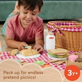Fisher-Price Wooden Picnic Basket and Food Pretend Play Set for ...