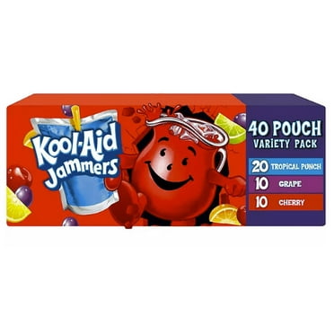 Kool-Aid Jammers Variety Pack, 40 Pouches, Tropical Punch, Cherry ...