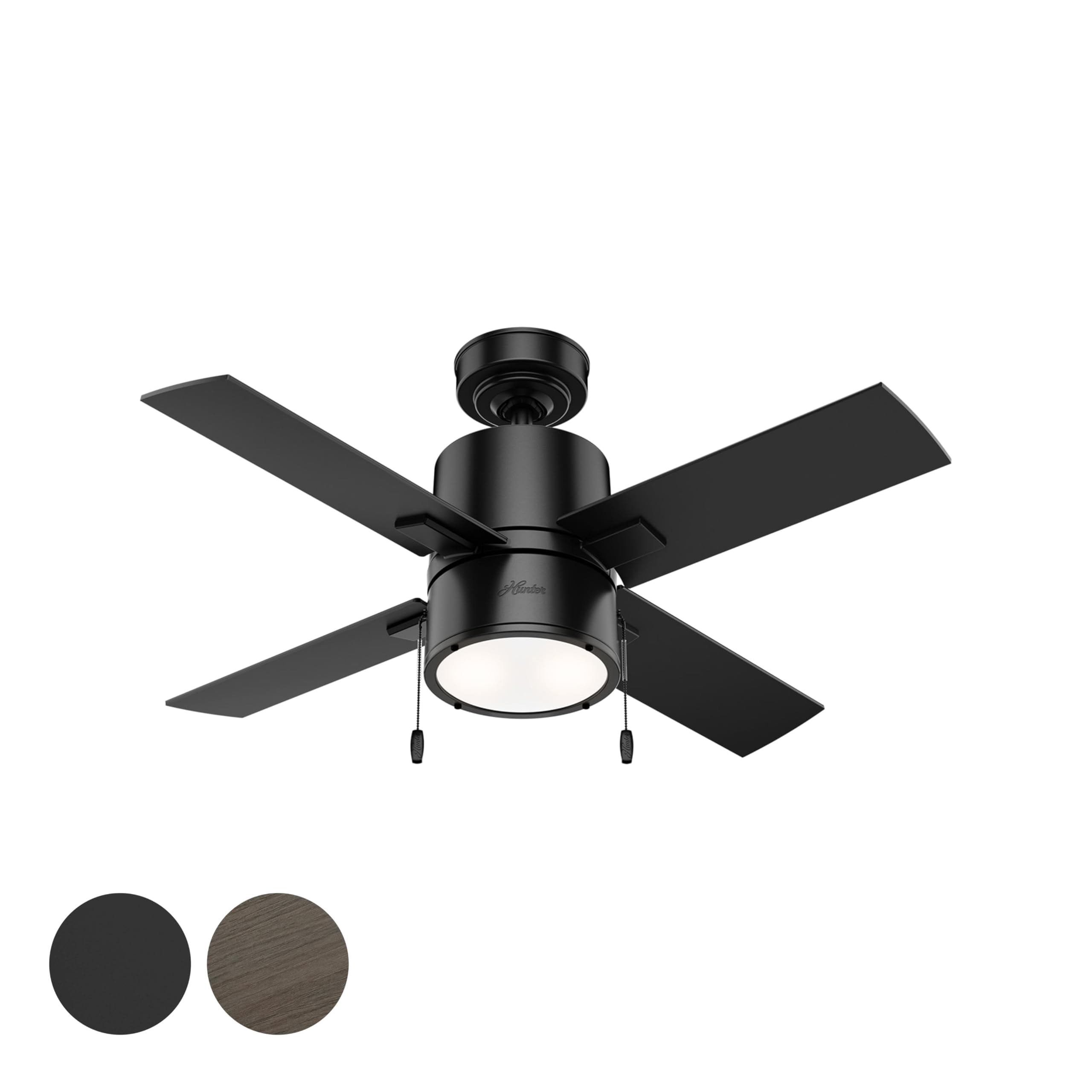 Restored Hunter Fan 42 inch Matte Black Indoor Ceiling Fan with LED ...