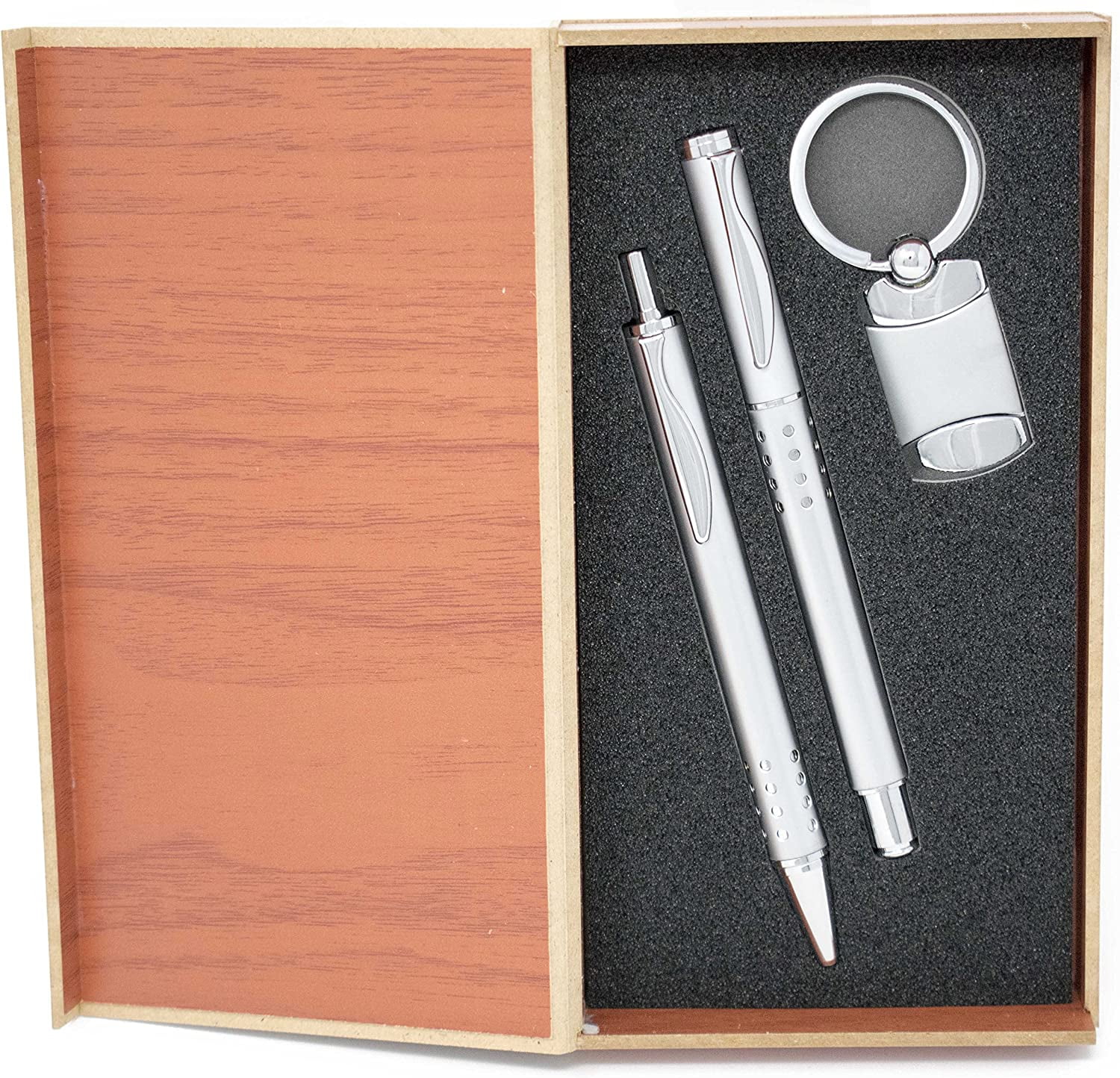 3-Piece Boxed Gift Set of Pen, Letter Opener and Keyring in Brushed ...