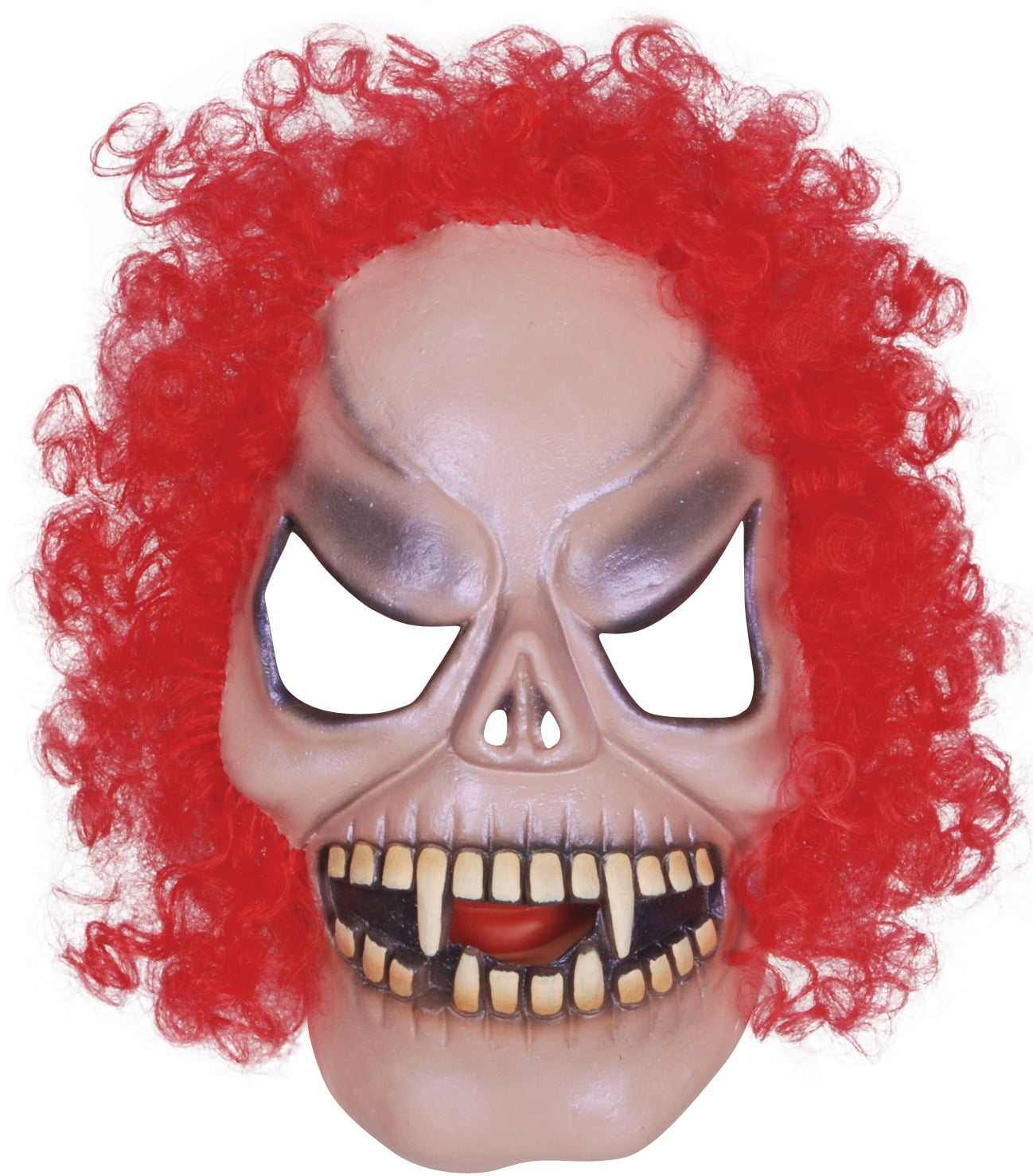 Star Power Monster Clown With Curly Hair Latex Mask, Beige Red, One ...
