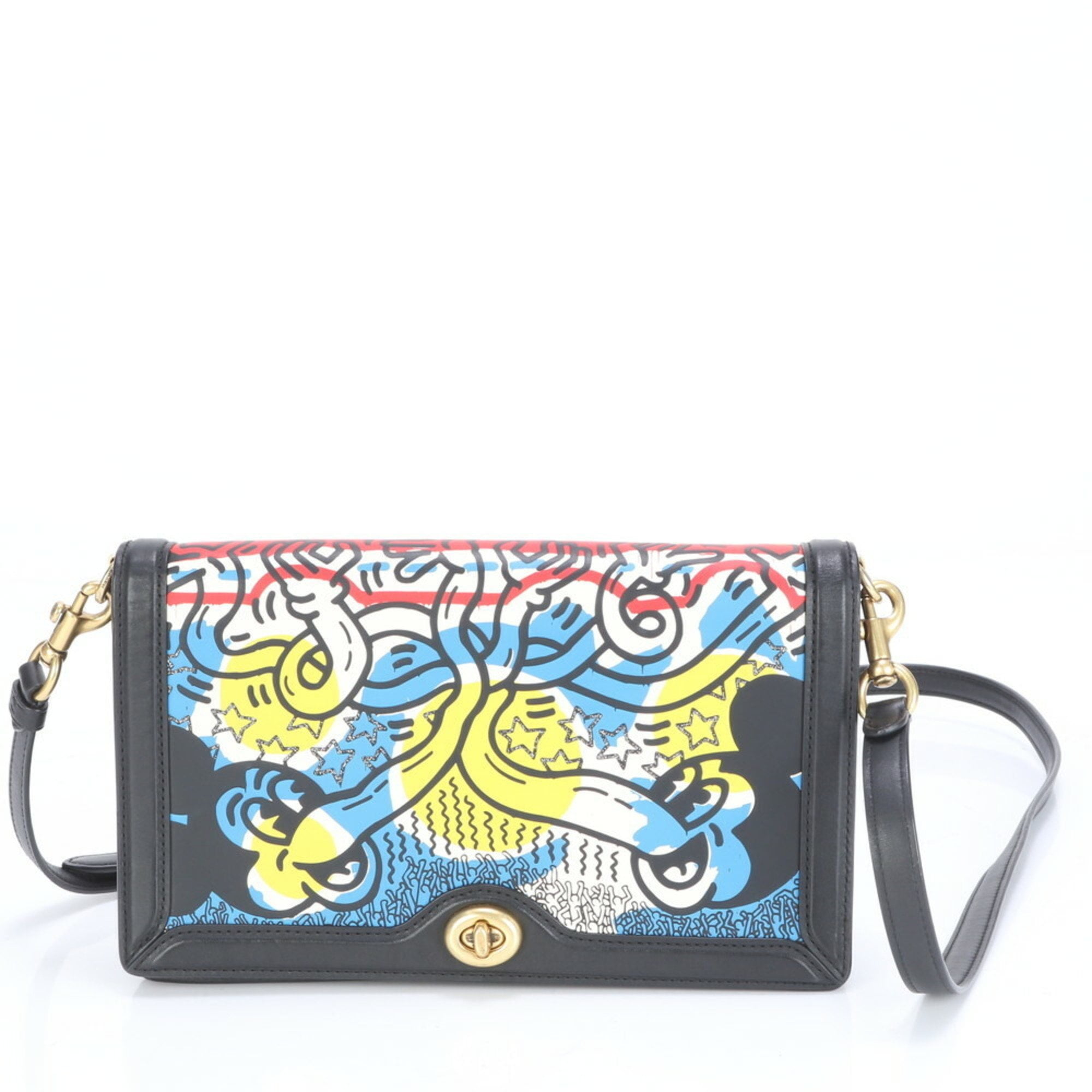 Pre-Owned Coach Disney x Keith Haring 4727 Riley Leather Shoulder Bag ...