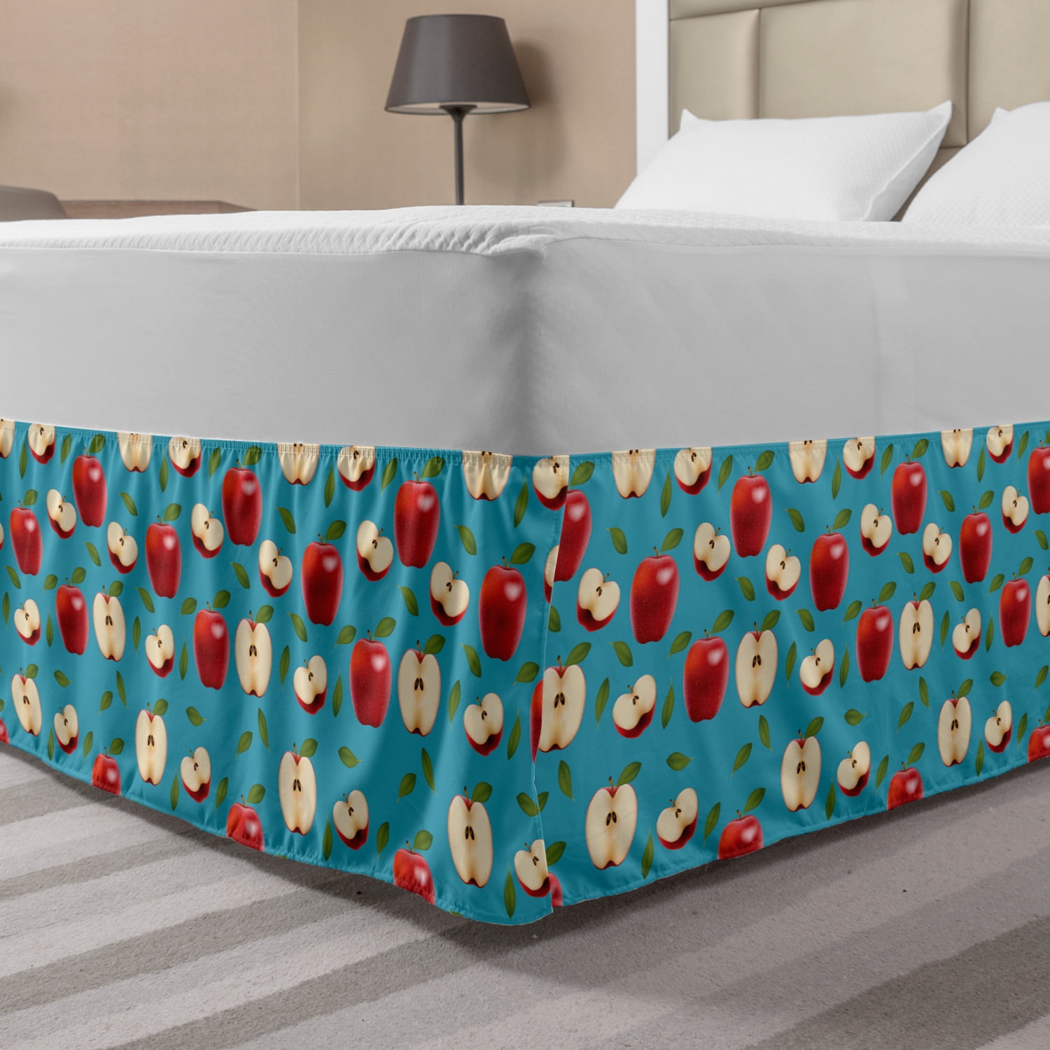 Apple Bed Skirt, Halved and Whole Red Delicious Apples on Abstract ...