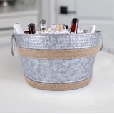 BREKX Old Tavern Metal Wine and Beer Bucket in Galvanized Gray with ...