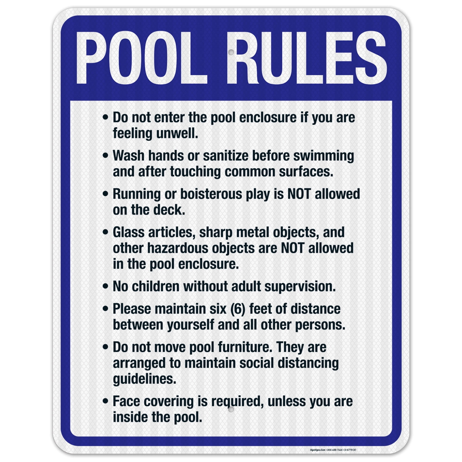 Pool Rules Sign, Pool Sign, (SI-6779) 24x36 Corrugated Plastic ...