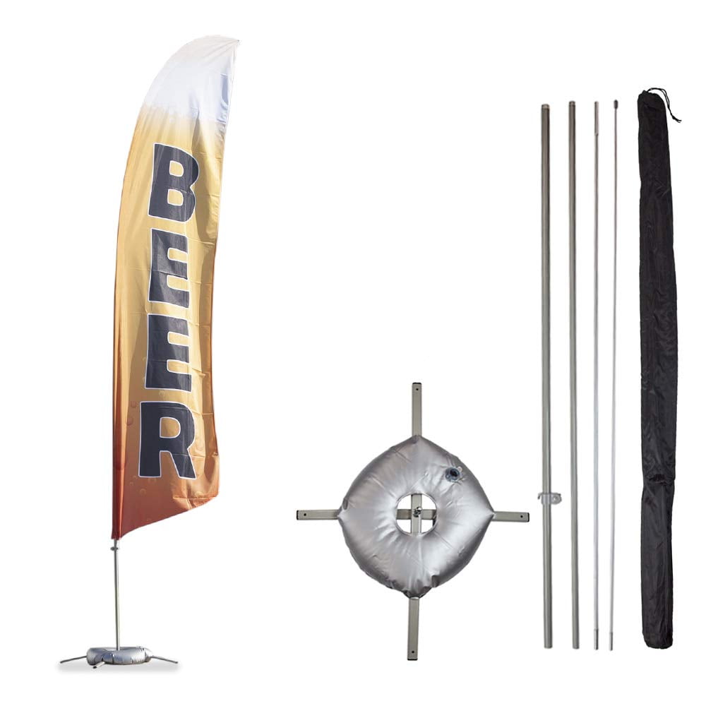 Cold Beer Feather Flag Kit - 13.5ft Knitted Polyester Swooper Flag with ...