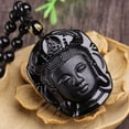 CEORPER Natural Obsidian Buddha Amitabha Pendant Necklace Jewelry for ...