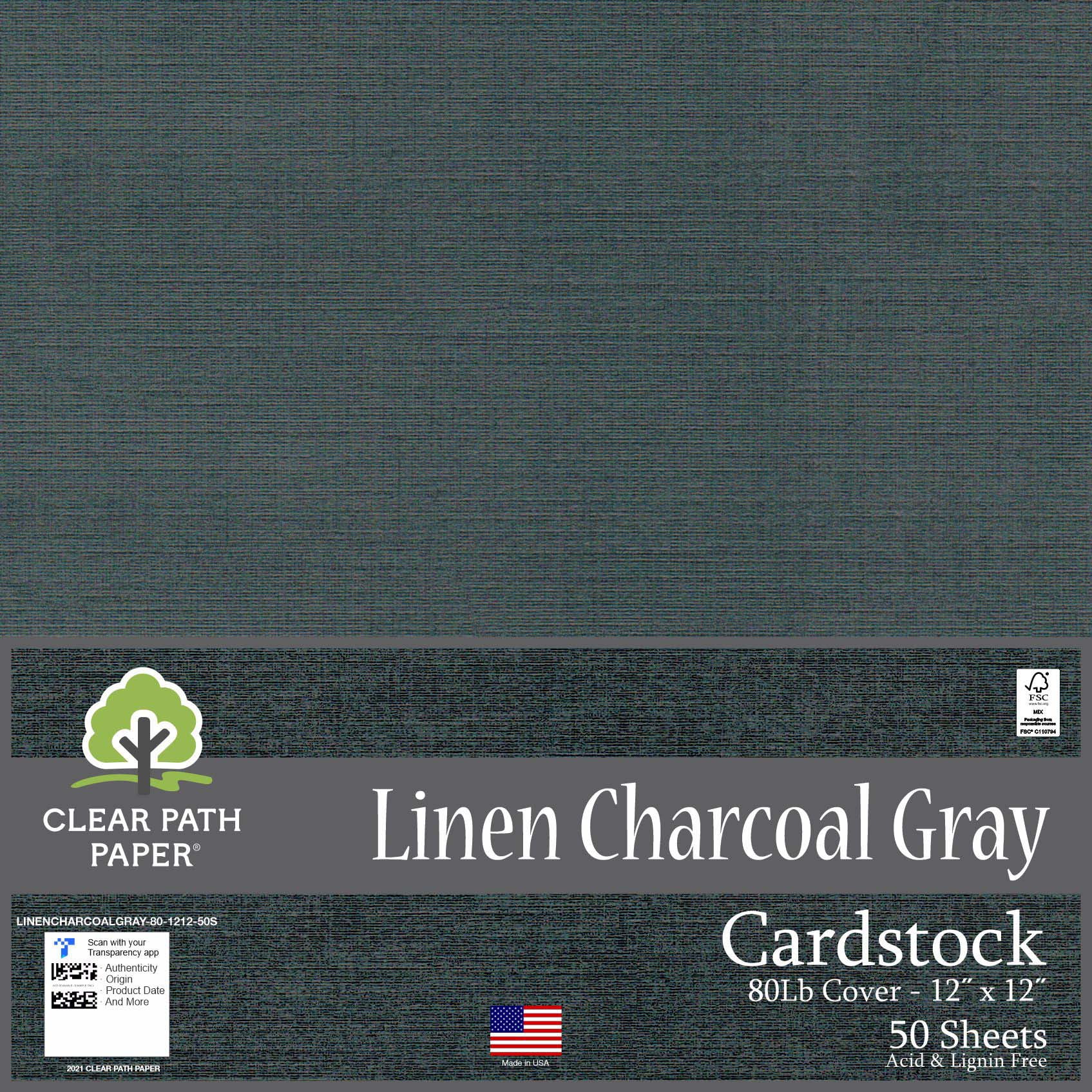 Linen Charcoal Gray Cardstock - 12 x 12 inch - 80Lb Cover - 50 Sheets ...
