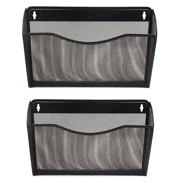 GoXteam Hanging File Organizer Mesh 2 Single Pockets Wall File Holder ...