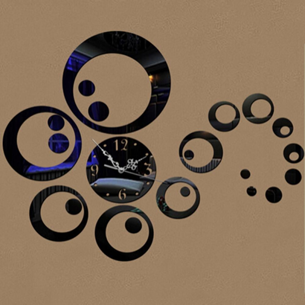 3D Mirrored Surface Wall Clocks DIY Modern Wall Sticker Clock for Home ...