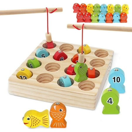 Montessori Magnetic Wooden Fishing Game for Kids，Preschool Fine Motor ...
