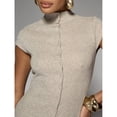 Apricot Stand Collar Button Front Split Midi Dress, Fitted Silhouette ...