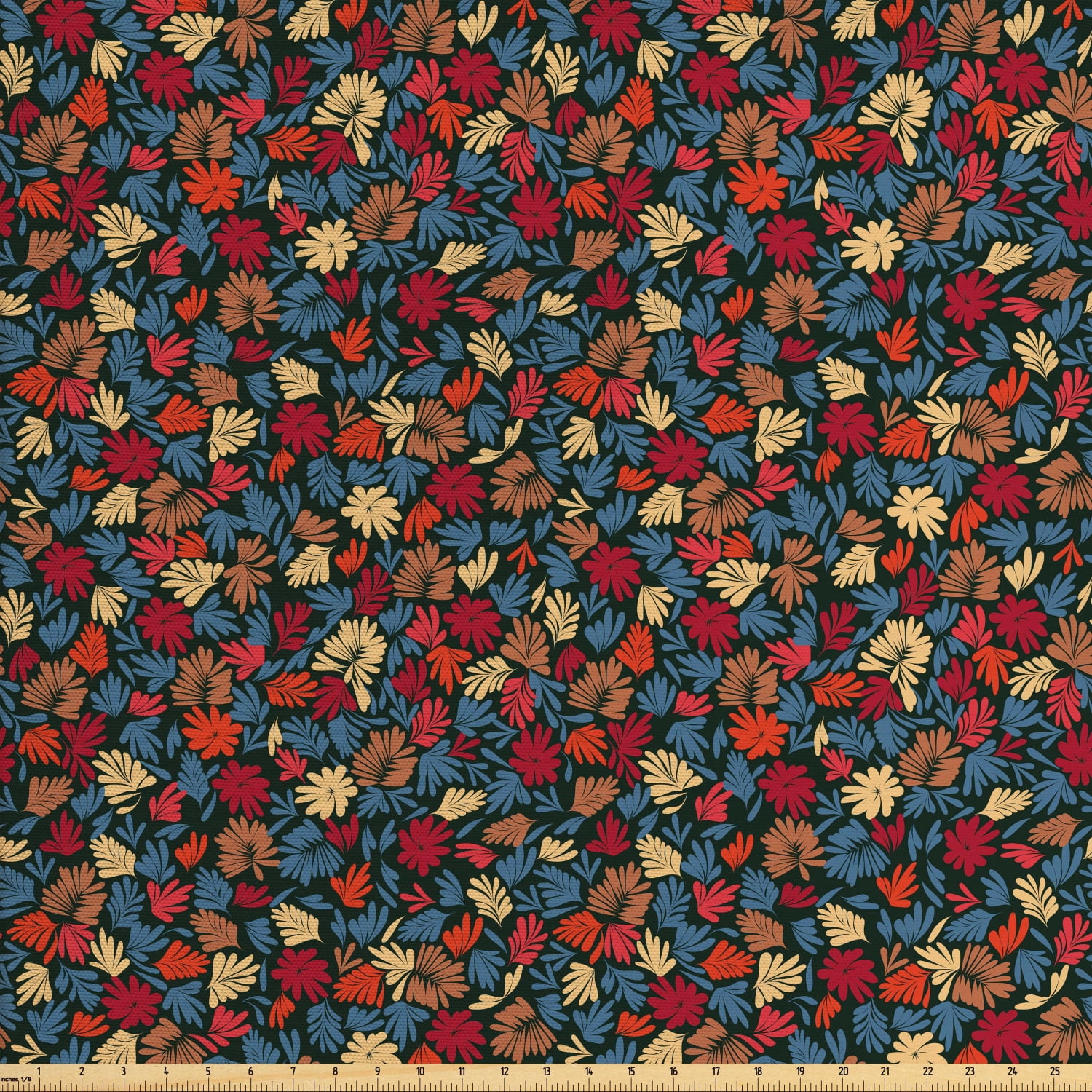 Colorful Fabric by the Yard, Autumn Forest Theme Fallen Fern Leaves in ...