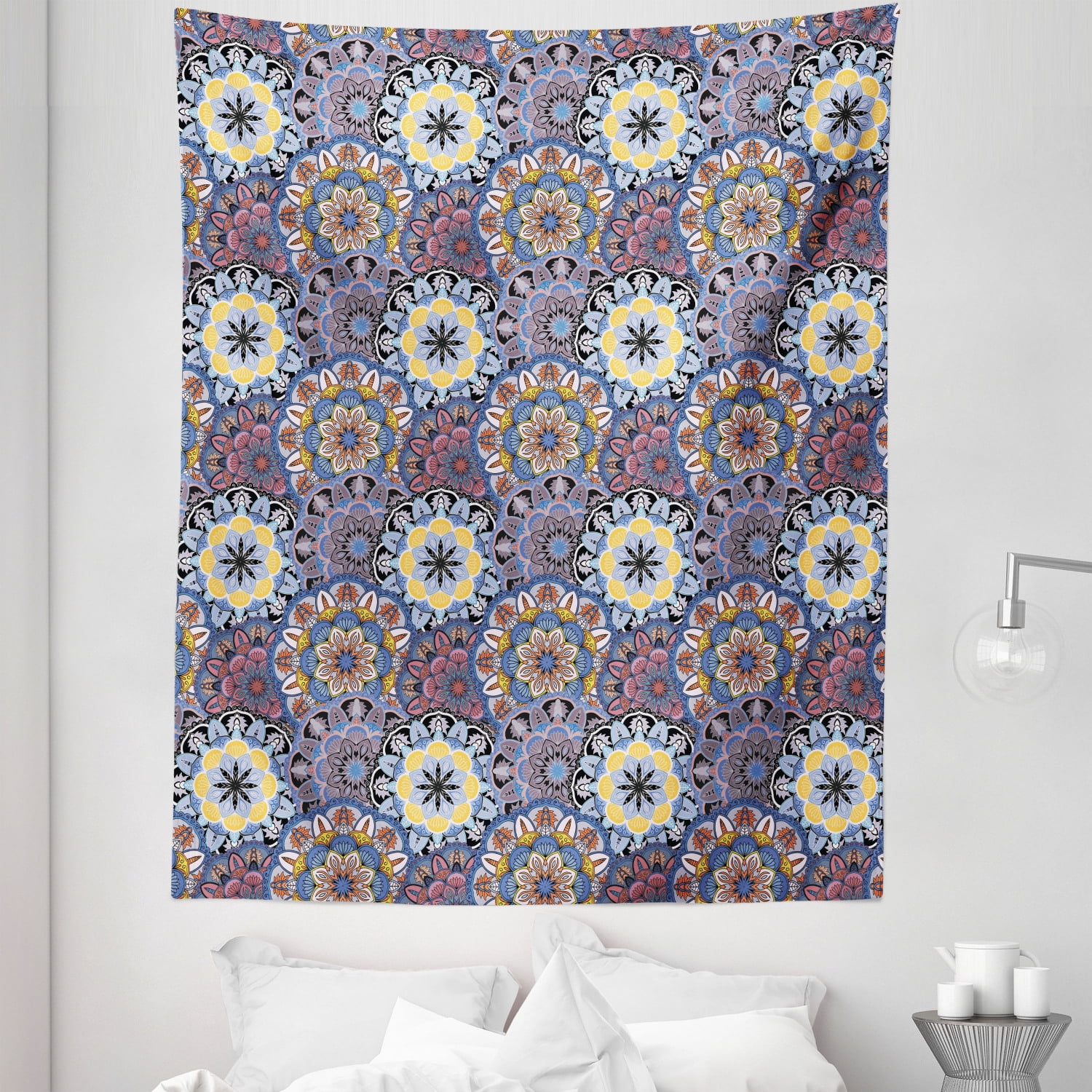 Mandala Tapestry, Continuous Vintage Illustration Oriental Retro Floral ...