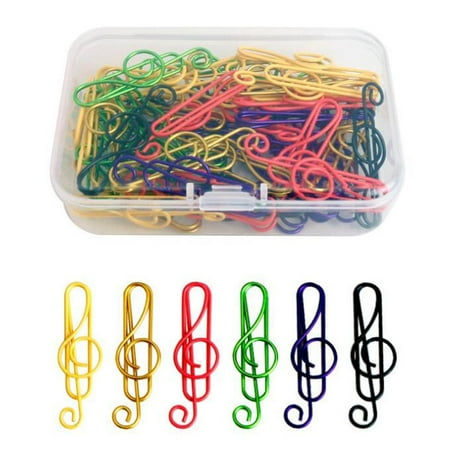 50Pcs Music Paper Clips 6 Colors, Metal Paper Clips Musical Notes Clips ...