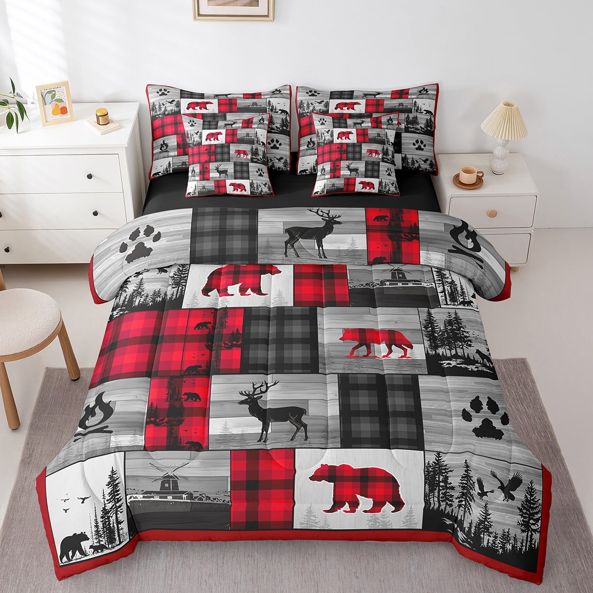 Click here for Erosebridal Eosebridal Rustic Bear Comforter Set 7... prices