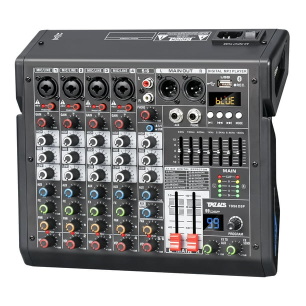 Mezclador de audio TKLBLS DJ profesional de 6 canales con 99 DSP | Bodega Aurrera en línea