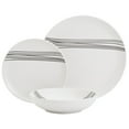 Tabletops Gallery 12 Piece Skye White Stripe Stoneware Dinnerware Set ...