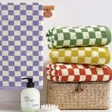 1 Pack Checkered Bath Towel Set, Soft Decorative Towels for Bathroom ...