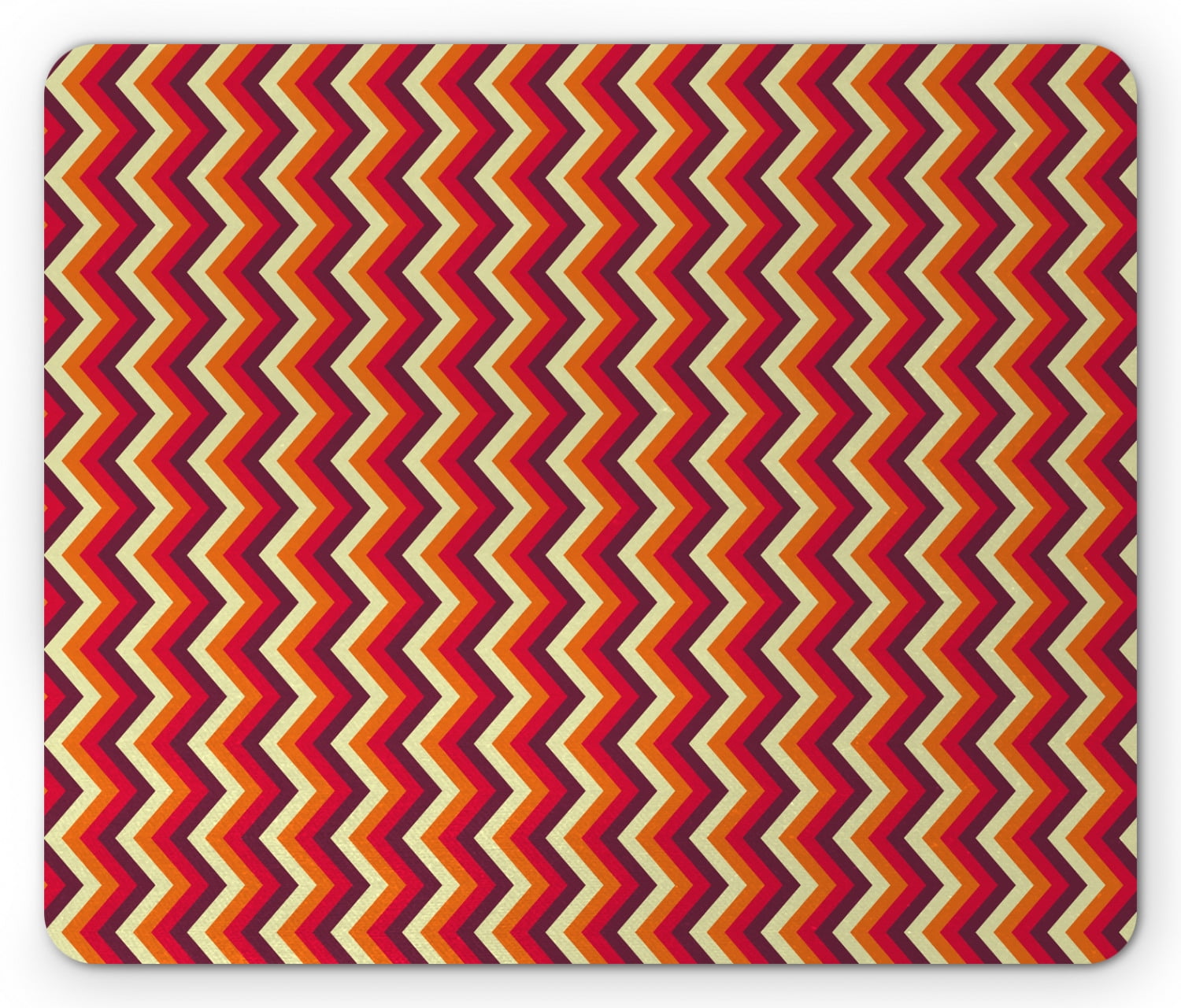 Retro Mouse Pad, Vintage Zig Zag Chevron Motif in Funky Parallel Stripe Graphic, Rectangle Non ...