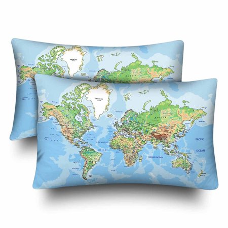 GCKG Highly Detailed Physical World Map with Labeling Kids Learning ...