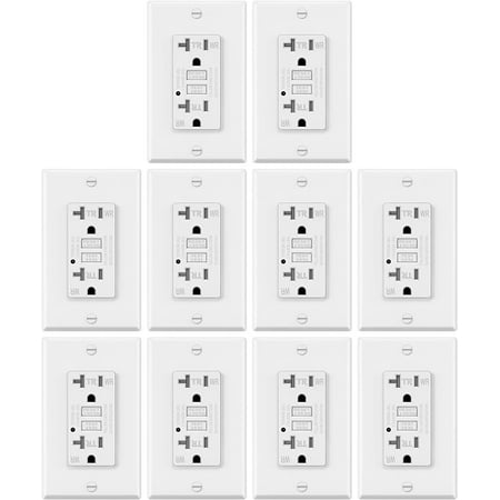 10 Pack – 20A GFCI Outlets by LZMY, Weather Resistant (WR) GFI with LED ...