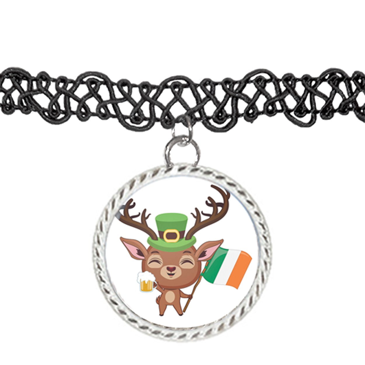 Cute St Patricks Day Deer Holding a Stein of Beer and Irish Flag Choker ...