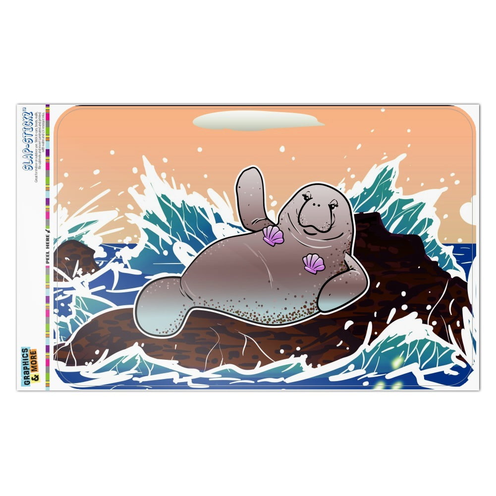 Waving Manatee Mermaid On Rocks And Waves Funny Home Business Office ...