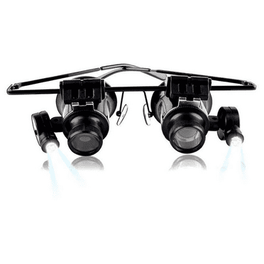 25X Headband Magnifier Double Eyes Glass Jeweler Loupe with 2 LED ...