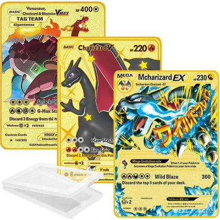 Charizard Vmax Metal Gold Plated Card Charizard Vmax Dx Gx Metal Gold ...