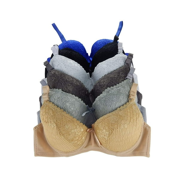 Iheyi 6 Packs Full Cup Push Up 30A 32A 34A 36A Pushup Bra (30A ...