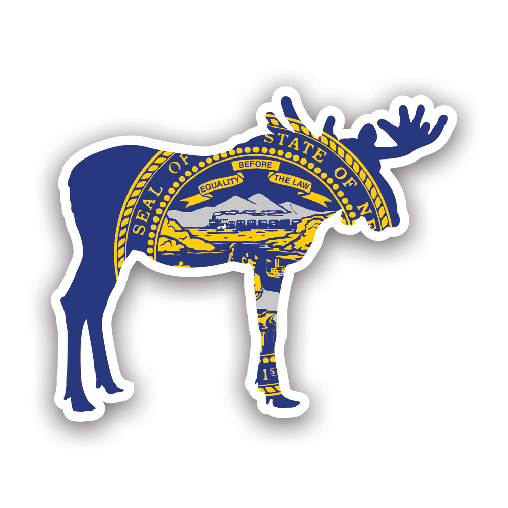 Nebraska Moose Shaped Flag Sticker Decal - Self Adhesive Vinyl ...