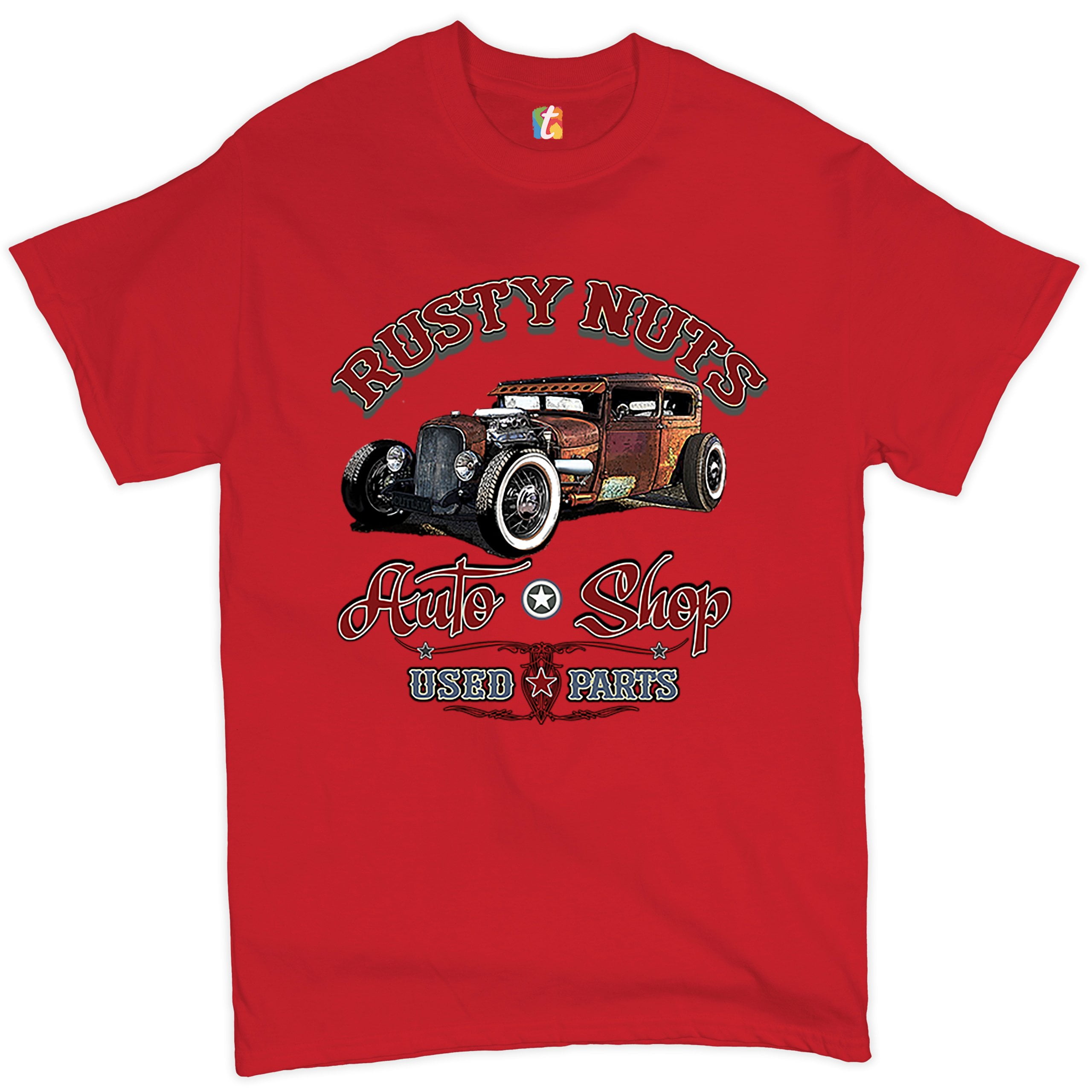 Tee Hunt Rusty Nuts Auto Shop T-shirt Hot Rod Rat Rod Vintage Old ...
