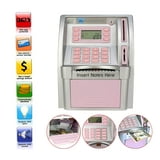 HVEST Pink ATM Savings Bank, Mini Kids ATM Machine for Real Money ...