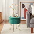 Duhome Velvet Round Storage Ottoman With Removable Lid Tray Vanity