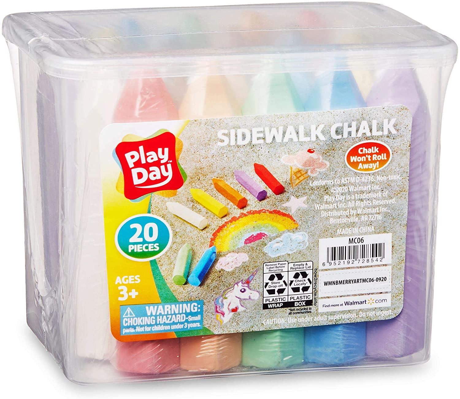 Play Day Sidewalk Chalk, 20 Pieces - Walmart.com