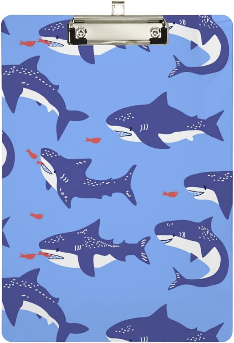 FMSHPON Cute Shark Clipboard Hardboard Wood Nursing Clip Board and Pull ...