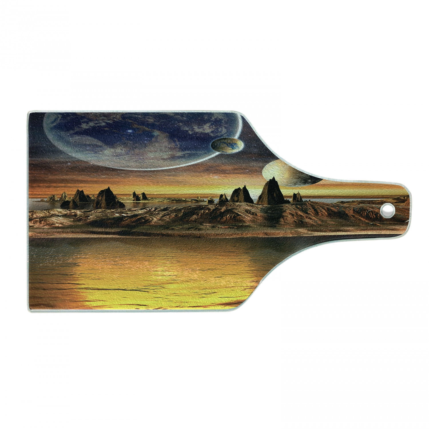 Fantasy Cutting Board, Alien Planet Earth Moon and Mountain Surreal Sci ...